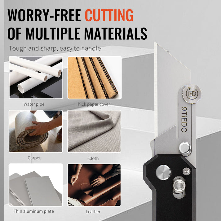 9tiEDC Folding Utility Knife Box Cutter with 10PCS Extra Blades – Tacray
